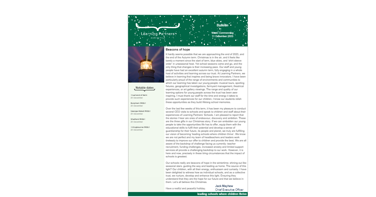 231211 11 December Learning Partners Bulletin